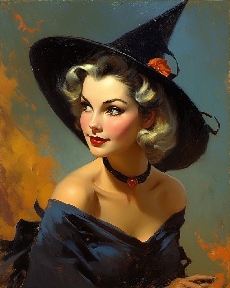 Halloween Witch Pinups, Set of 5 - Midjourney AI, Instant Download ...