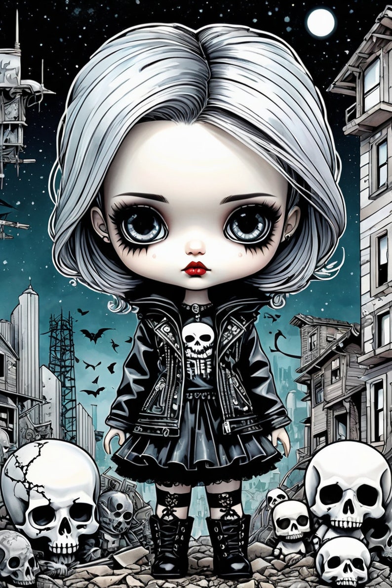 Set of 14 Goth Dolls, AI Artworks, Instant Download, Print Yourself - Etsy