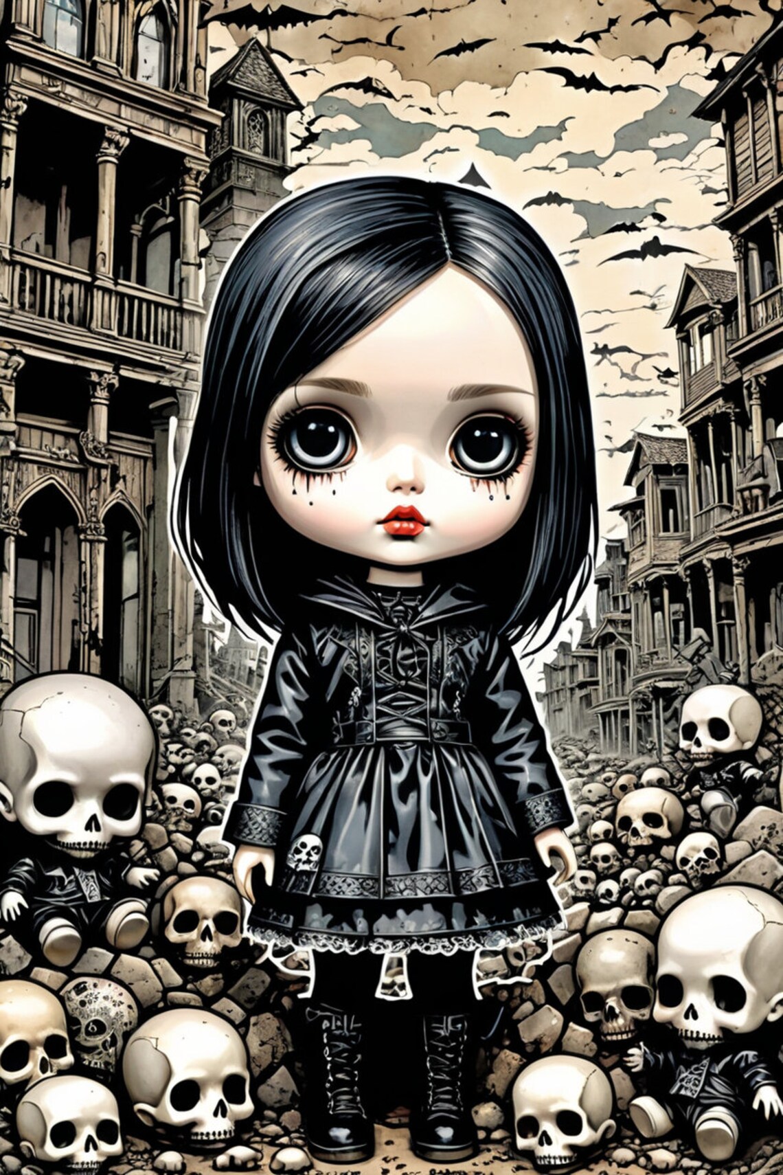 Set of 14 Goth Dolls, AI Artworks, Instant Download, Print Yourself - Etsy
