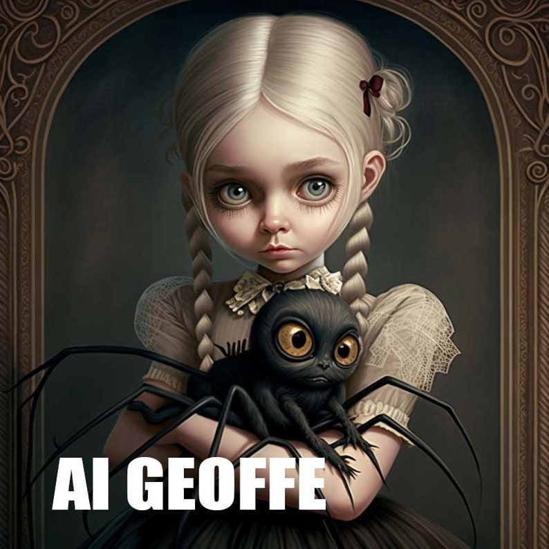 Set of 5 AI Created - Goth Kids With Their Pet Spider - AI Art, Instant ...