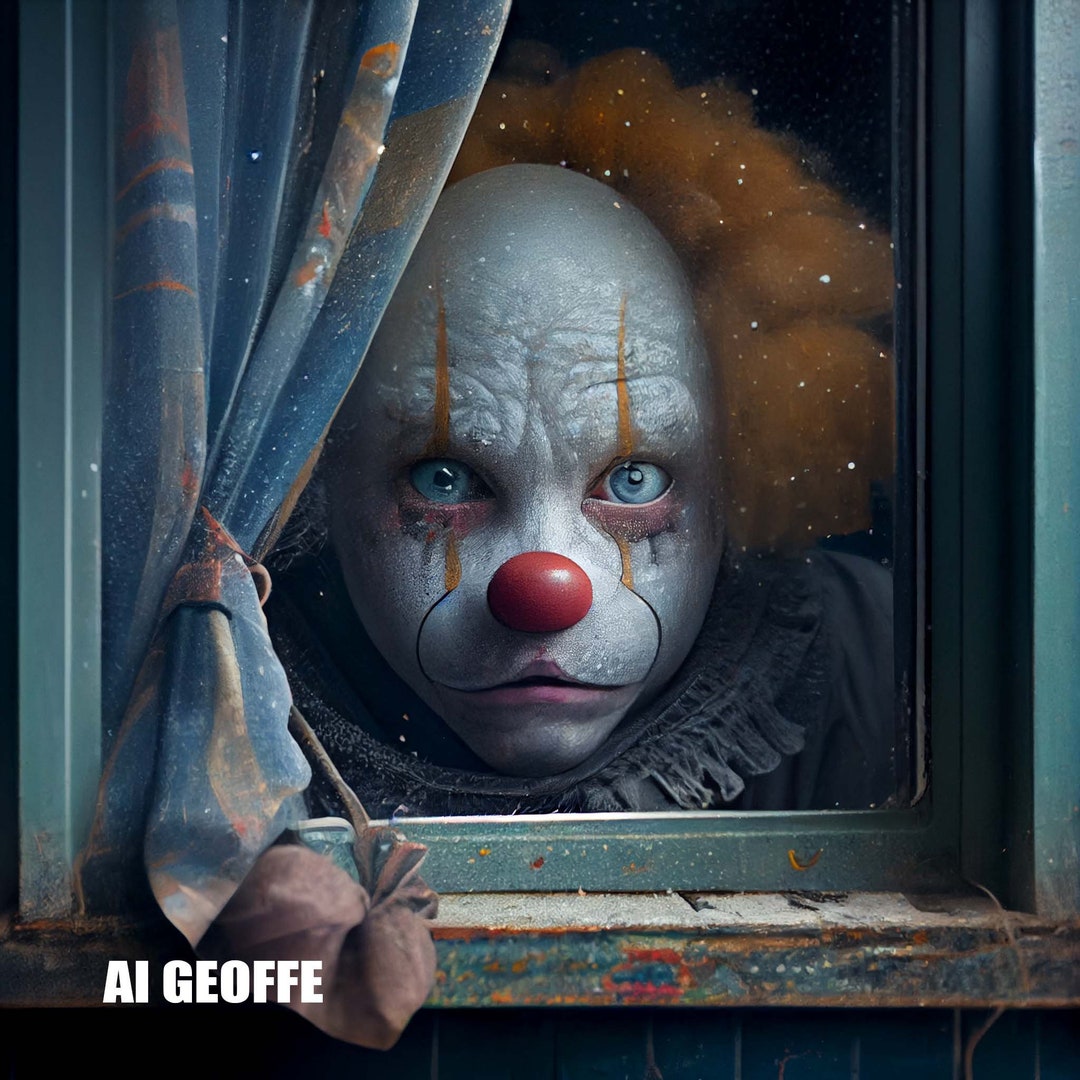 Clown in the Window, Don't Let Him In, Midjourney AI, Instant Download ...