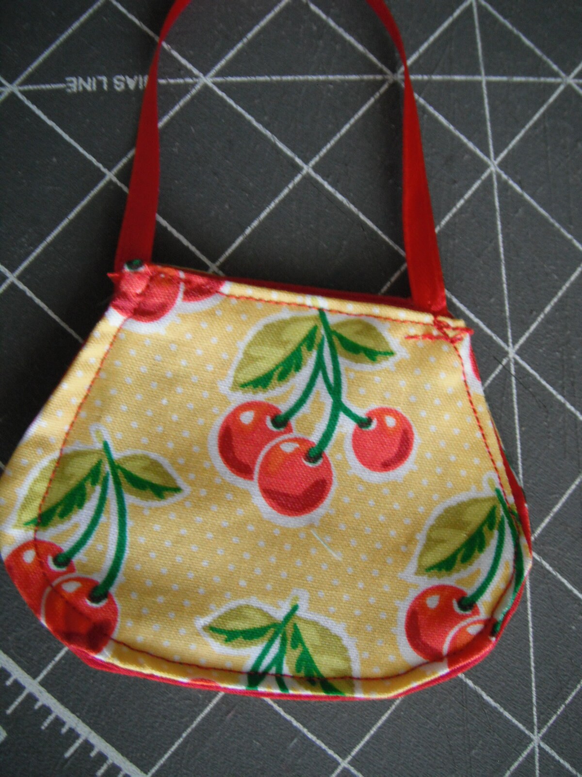 18 Inch Doll Handbag, Doll Purse, Doll, Cherries Print Bag , Green Doll ...