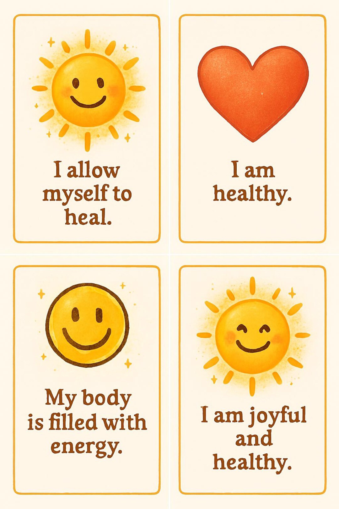 Health Affirmations PNG | Smiling Sun Stickers (digital Download) - Etsy