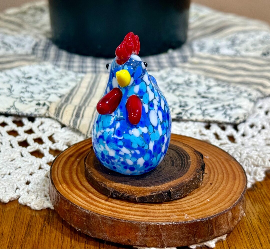 Cutest Miniature Rooster Ever! Hand Blown Art Glass, 2.4x1.6 Inch ...