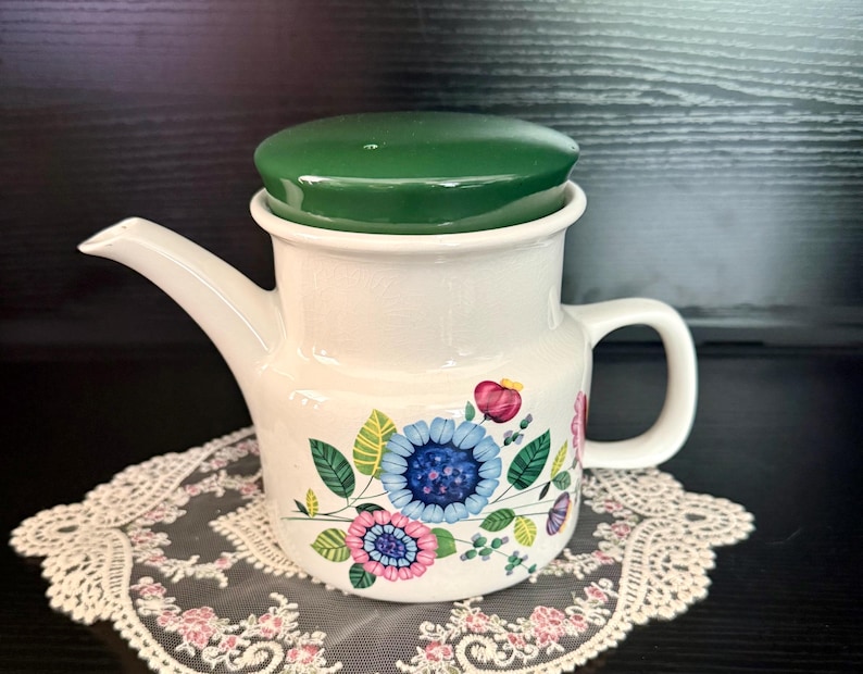 Vintage Gibsons Teapot, 10 Inch, White, Green Lid, Staffordshire - Etsy