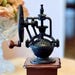 Vintage Working Coffee Grinder, Wheel Crank, Wrought Iron and Wood Base ...