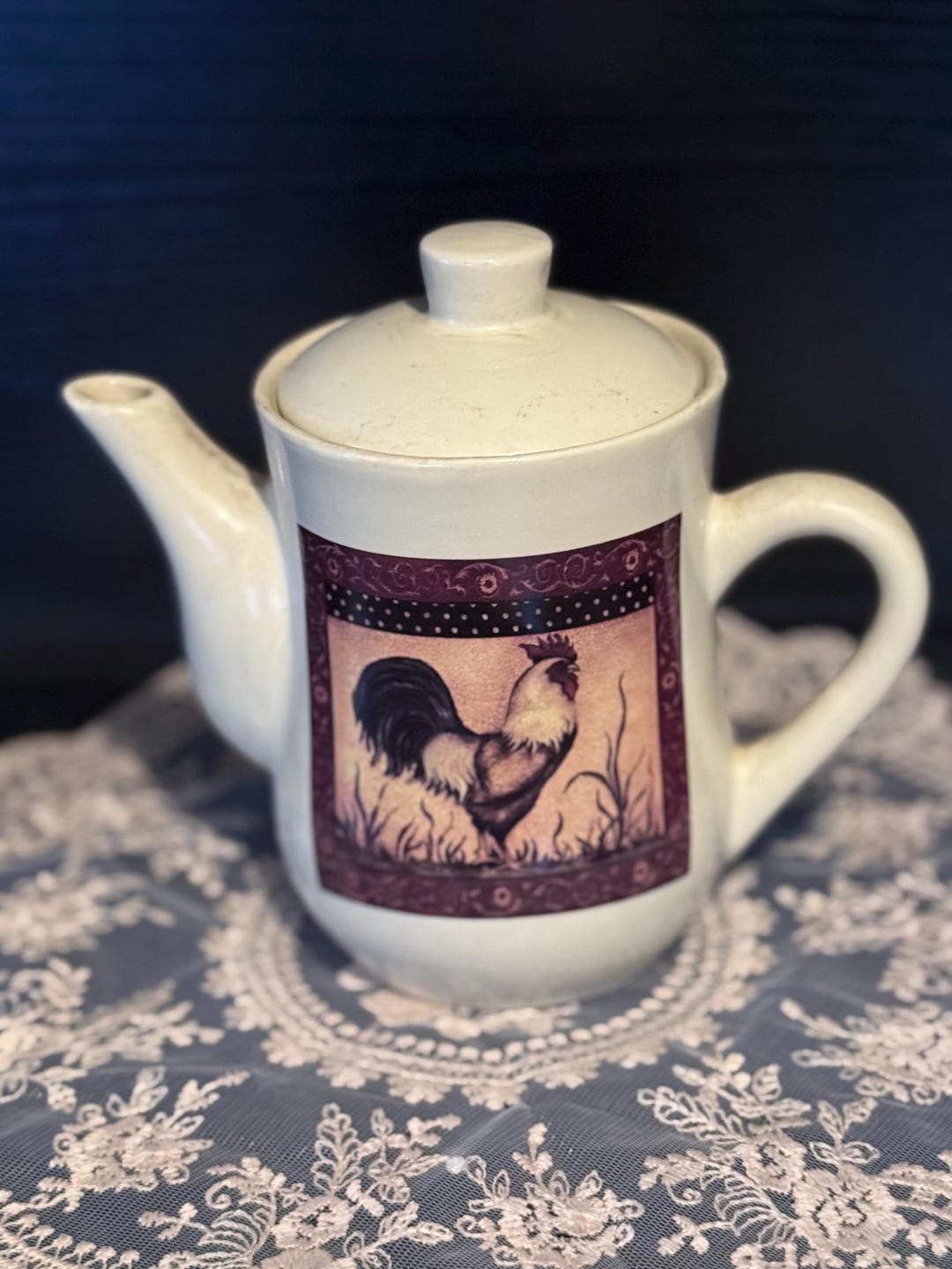 Vintage Ceramuc Rooster Tea Pot, 6x4 Inch, White and Red - Etsy