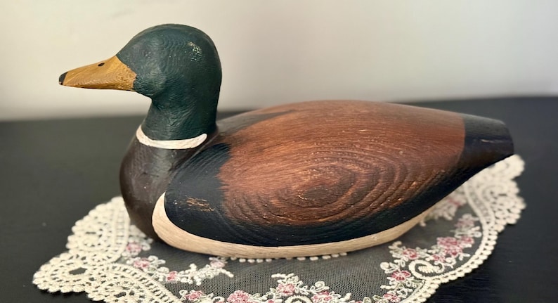 Handcarved Wood Mallard Duck: Rustic Lodge Decor, 4x9x5 Inches - Etsy