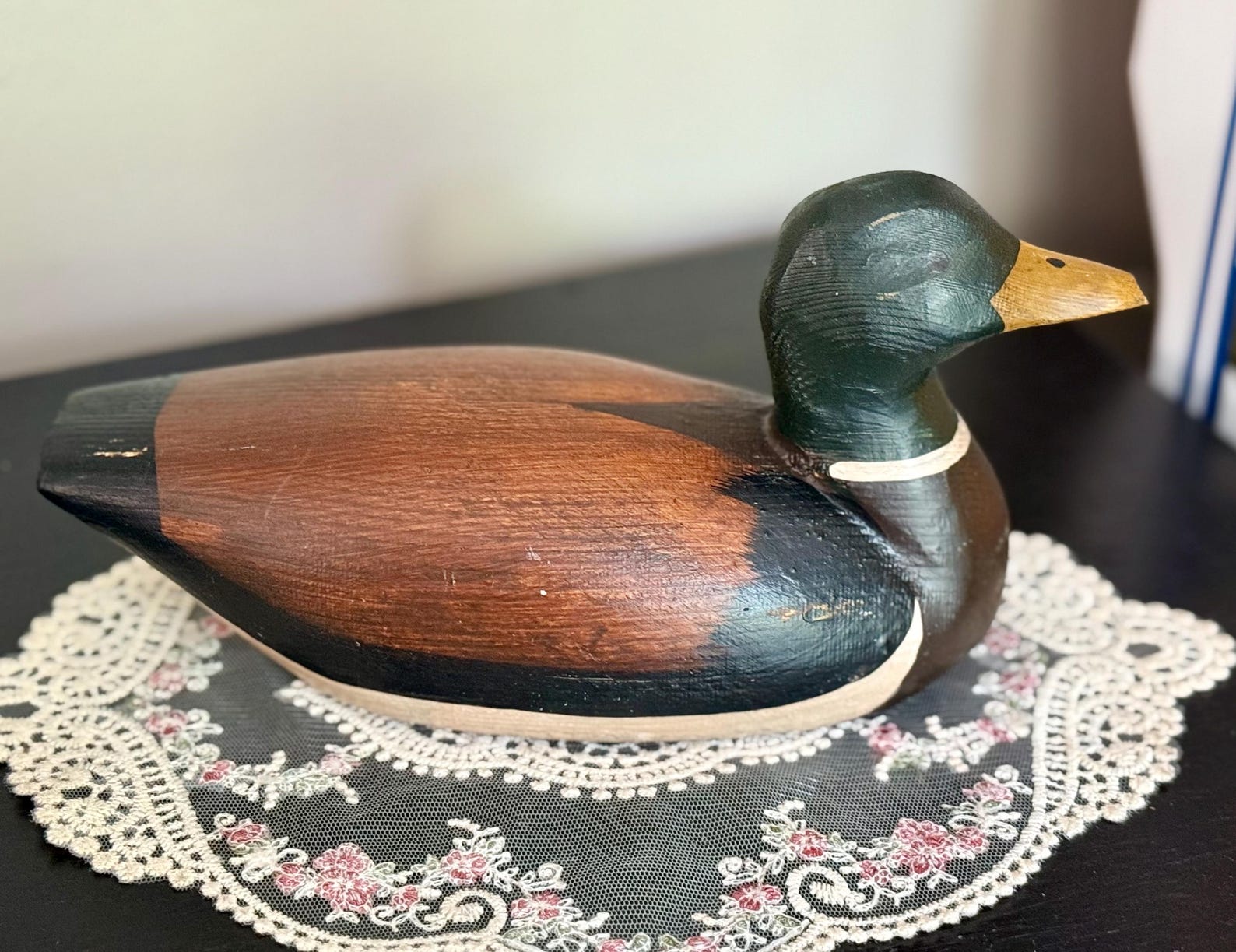 Rustic Weathered Mallard Duck, Handcrafted, Wood, 4x9x5 Inches, Perfect ...