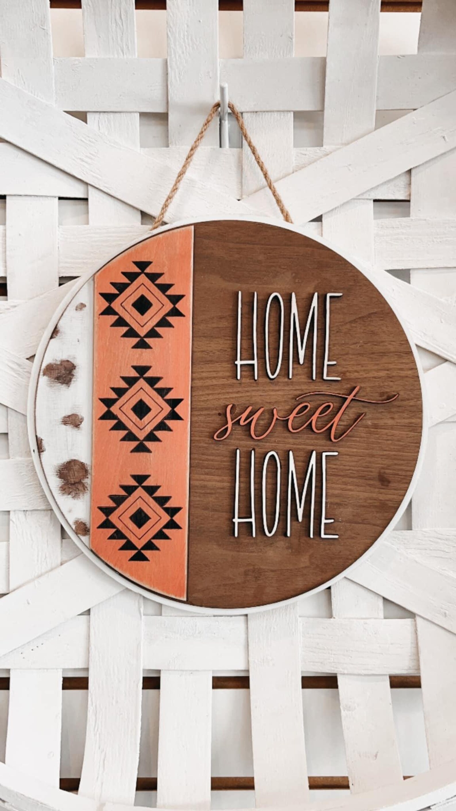 Home Sweet Home|round Sign|cow Print Sign| Western Sign - Etsy