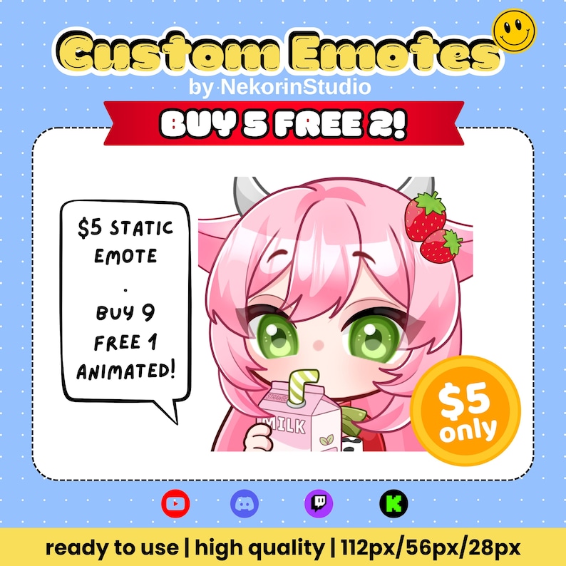 Twitch Emotes Custom: Animated Chibi, Vtuber, Pet, Anime, Furry, Custom ...