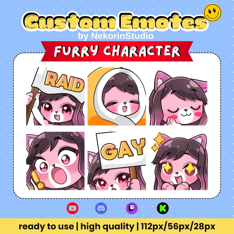 Twitch Emotes Custom: Animated Chibi, Vtuber, Pet, Anime, Furry, Custom ...