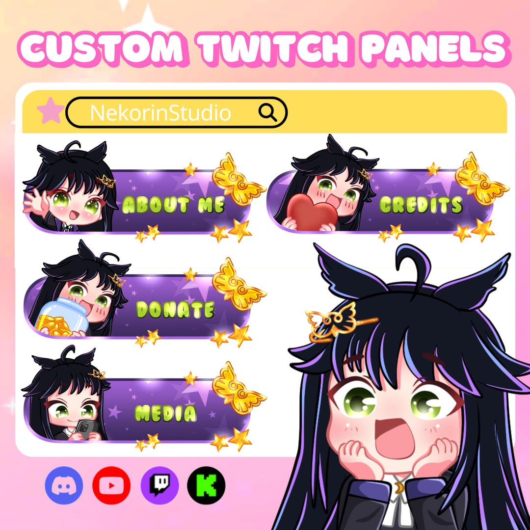 Custom CHIBI Twitch Panels | Cute Chibi Anime Vtuber Stream Panel ...