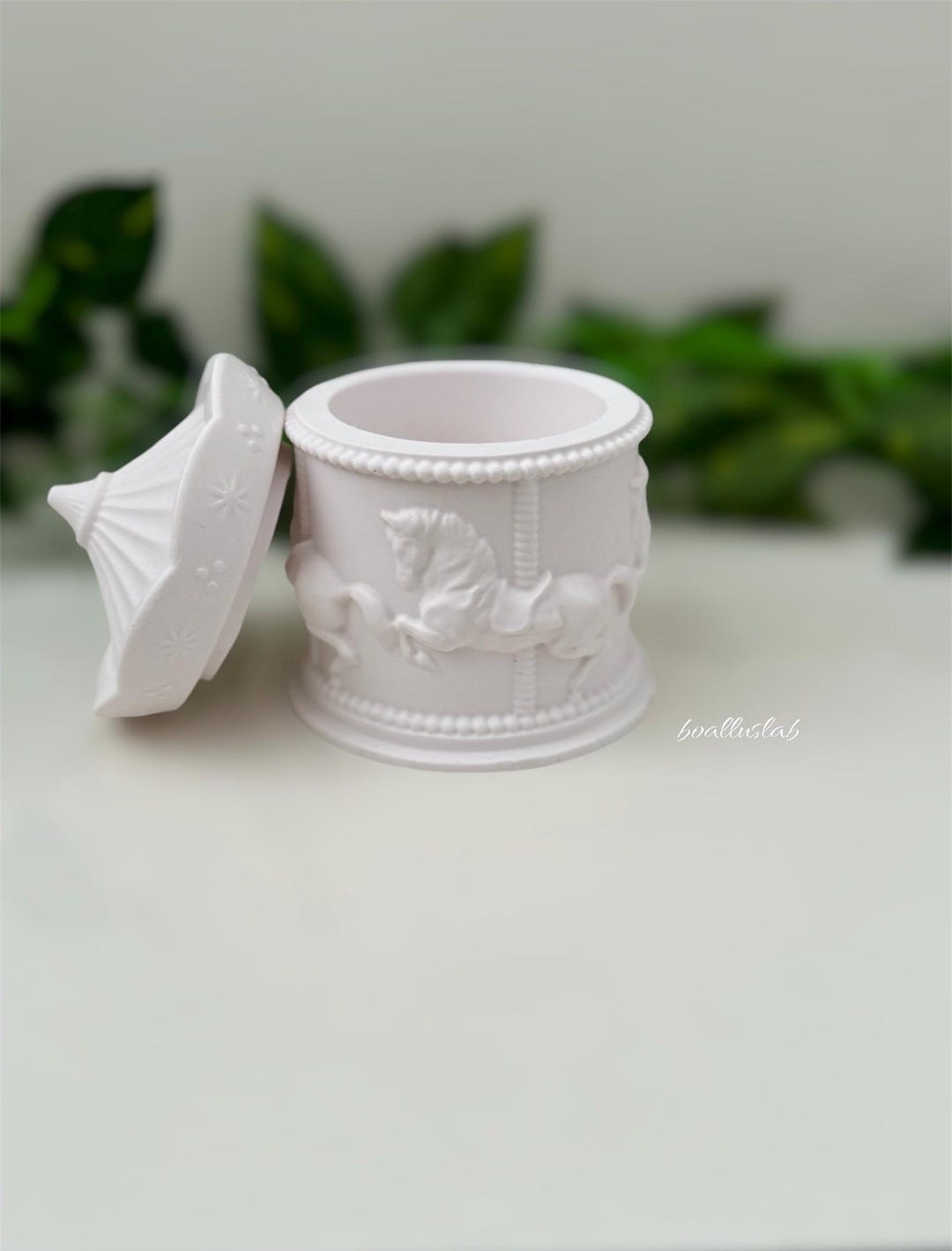 Plaster Carousel Music Box, Christening and Birth Favor Ideas, Music ...