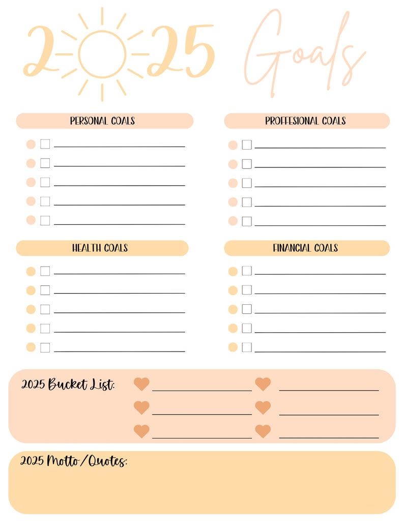 2025 Goal-setting Template | Printable PDF | Productivity Planner ...