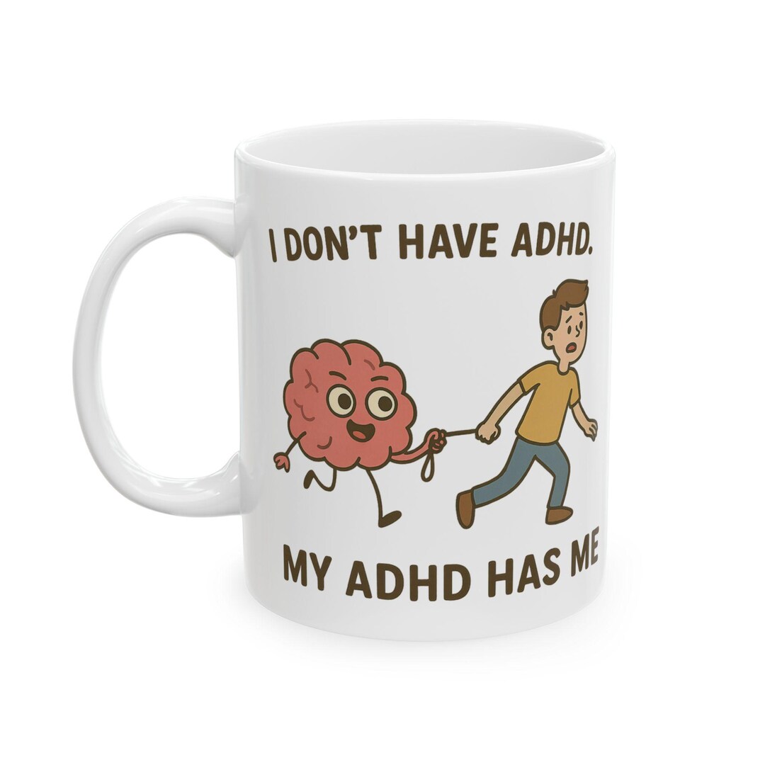 Funny ADHD Ceramic Mug, Mental Health Brain Design Office Coffee Lover ...