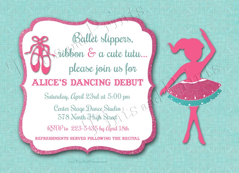 Our Little Ballerina Custom Birthday Party Photo Invitation or Ballet ...