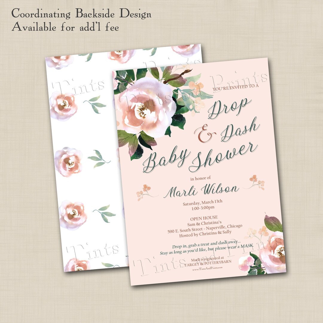Drop & Dash Custom Bridal or Baby Shower Open House Invitation Design ...