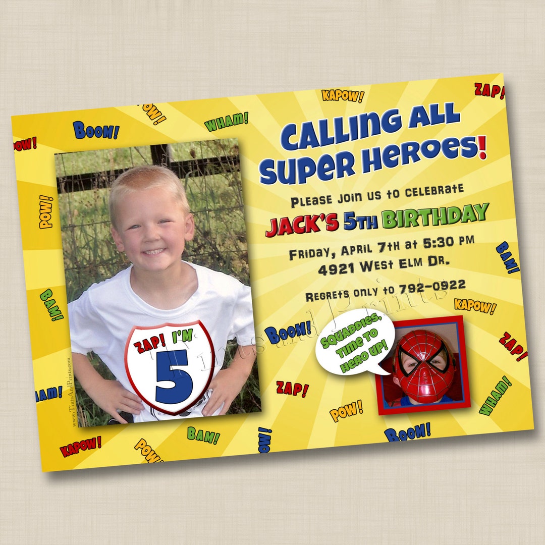 Calling All Superheroes Custom Photo Card Invitation Design- Any Age - Etsy