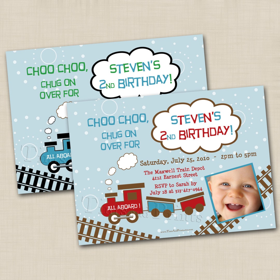 Choo Choo Train Custom Birthday Party Invitation Design Any - Etsy