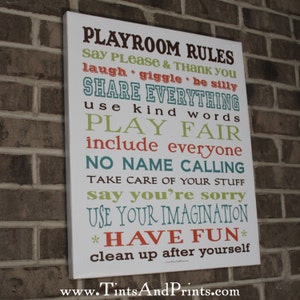 Playroom Rules Subway Art Printable Sign 11x14 2 Color - Etsy