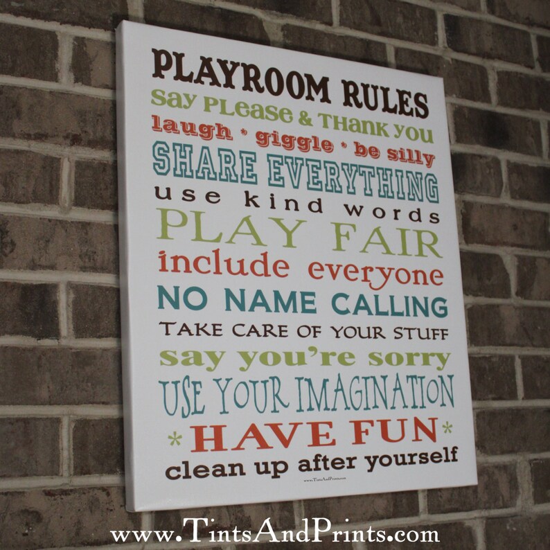 Playroom Rules Subway Art Printable Sign 11x14 2 Color - Etsy