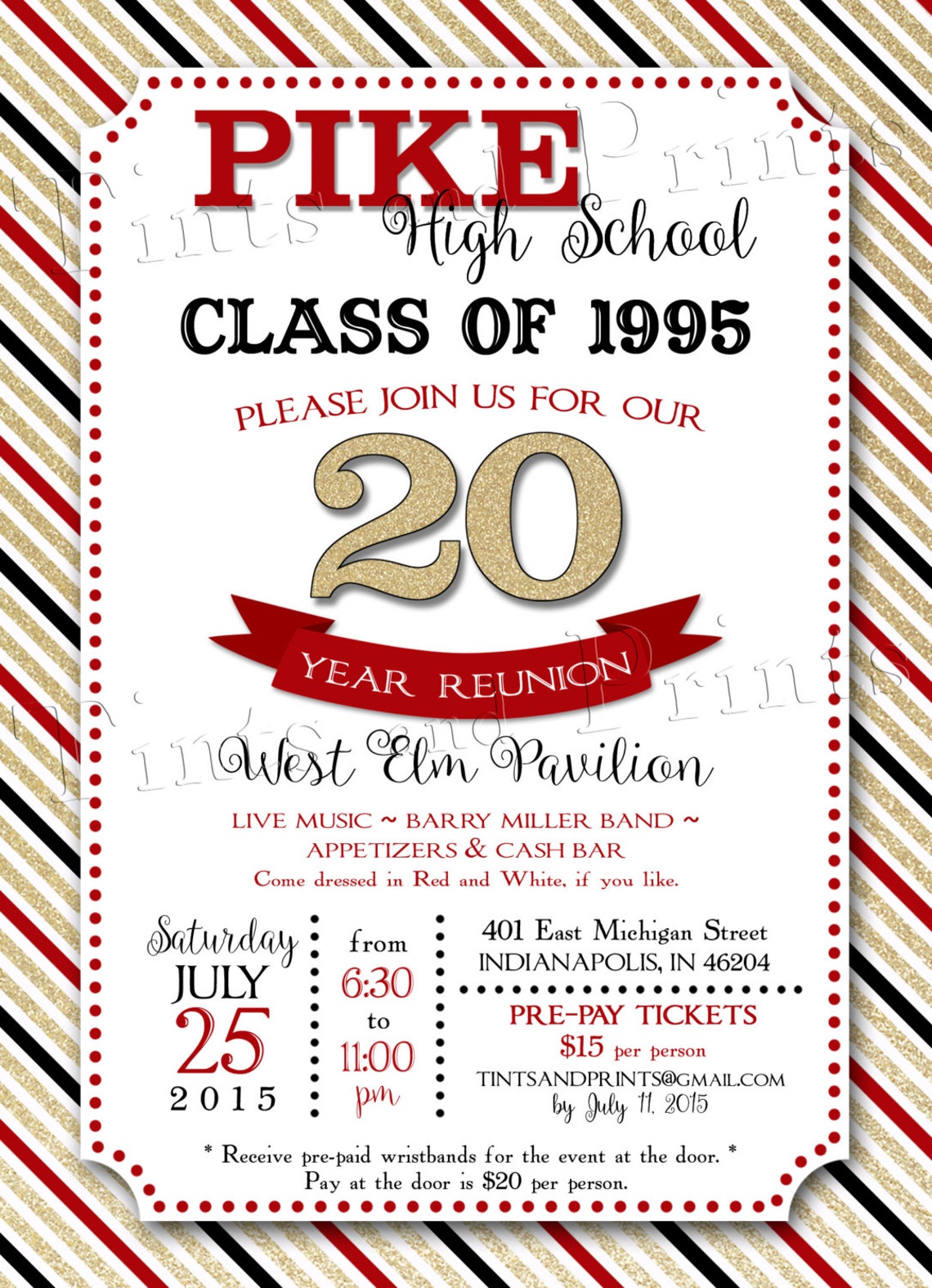 Class Reunion With Bling Custom Invitation Design Any Year & You Choose ...