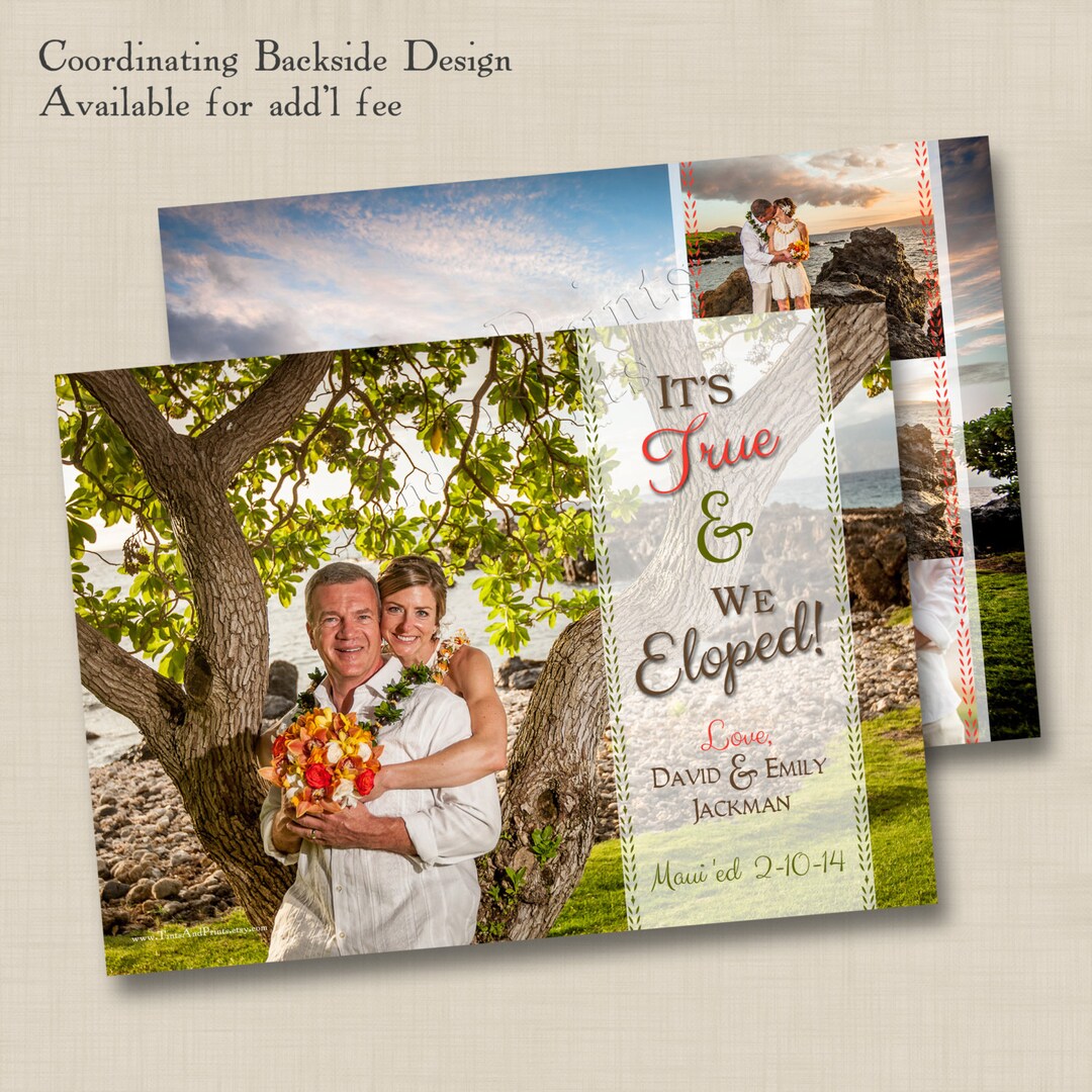 We Eloped or Got Married Custom Wedding Announcement Design or Any ...