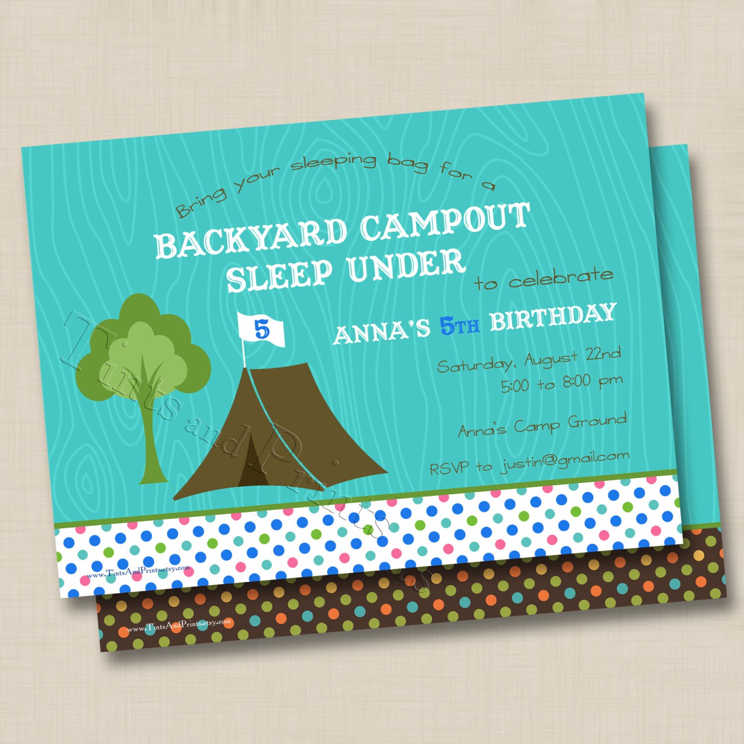 Backyard Campout Sleep Under Custom Birthday Party Invitation Design - Etsy