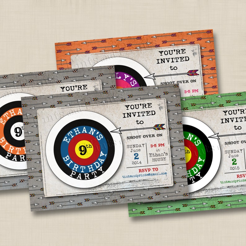 Shoot Over for an Archery Party Custom Photo Card Invitation Design ...