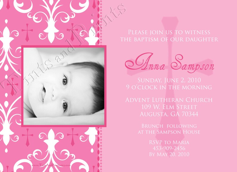 Our Little Blessing Custom Baptism or Christening Announcement or Birth ...
