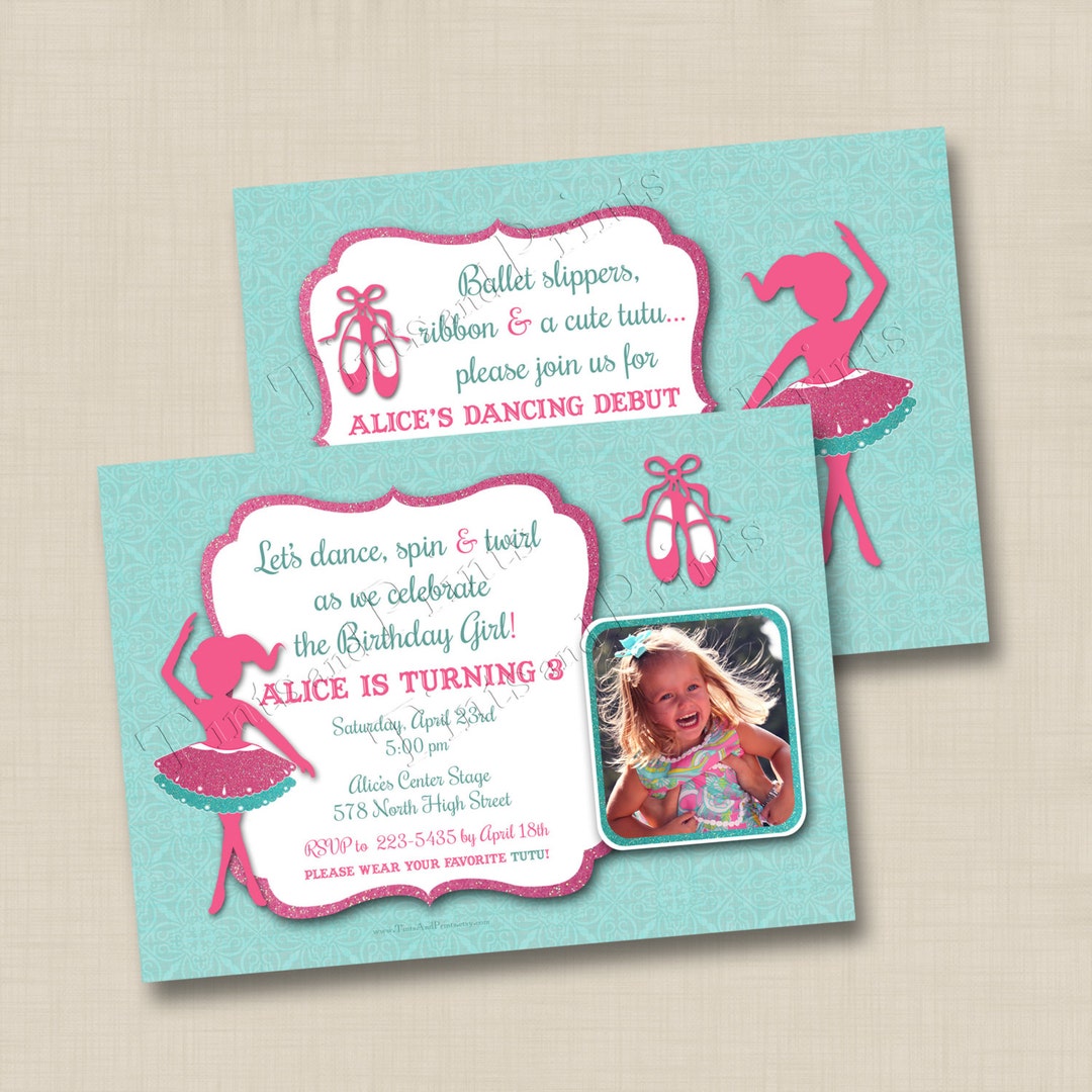 Our Little Ballerina Custom Birthday Party Photo Invitation or Ballet ...