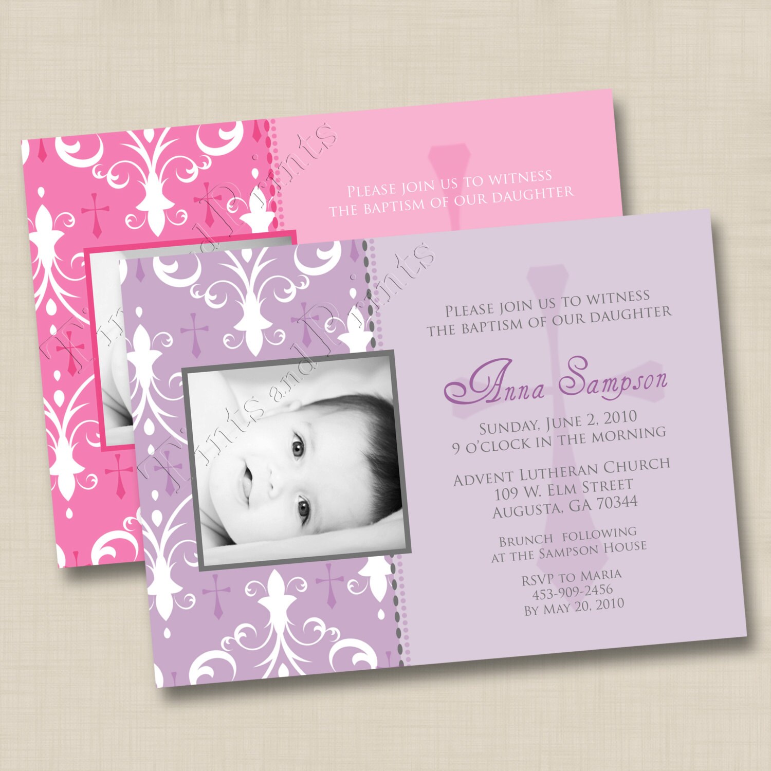 Our Little Blessing Custom Baptism or Christening Announcement or Birth ...