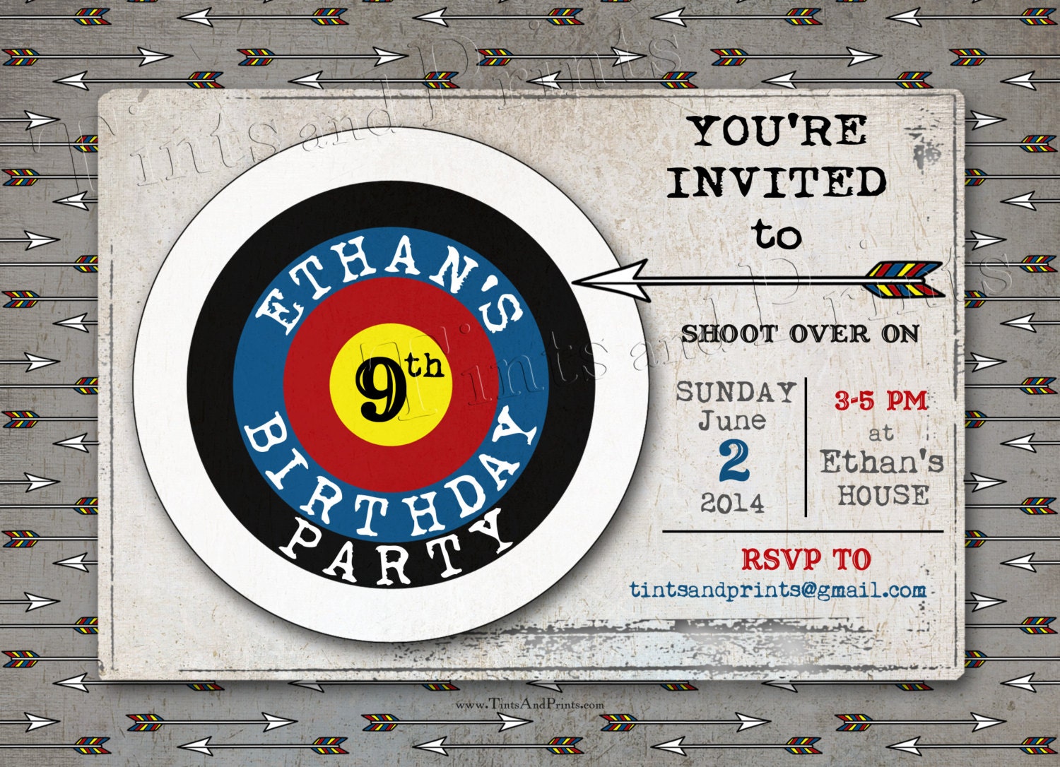 Shoot Over for an Archery Party Custom Photo Card Invitation Design ...