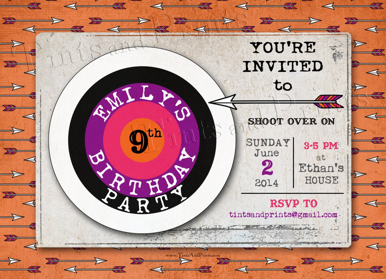 Shoot Over for an Archery Party Custom Photo Card Invitation Design ...