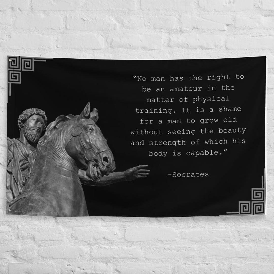 Socrates Gym Banner – Fitness Quote Flag for Home Gym – Strength ...