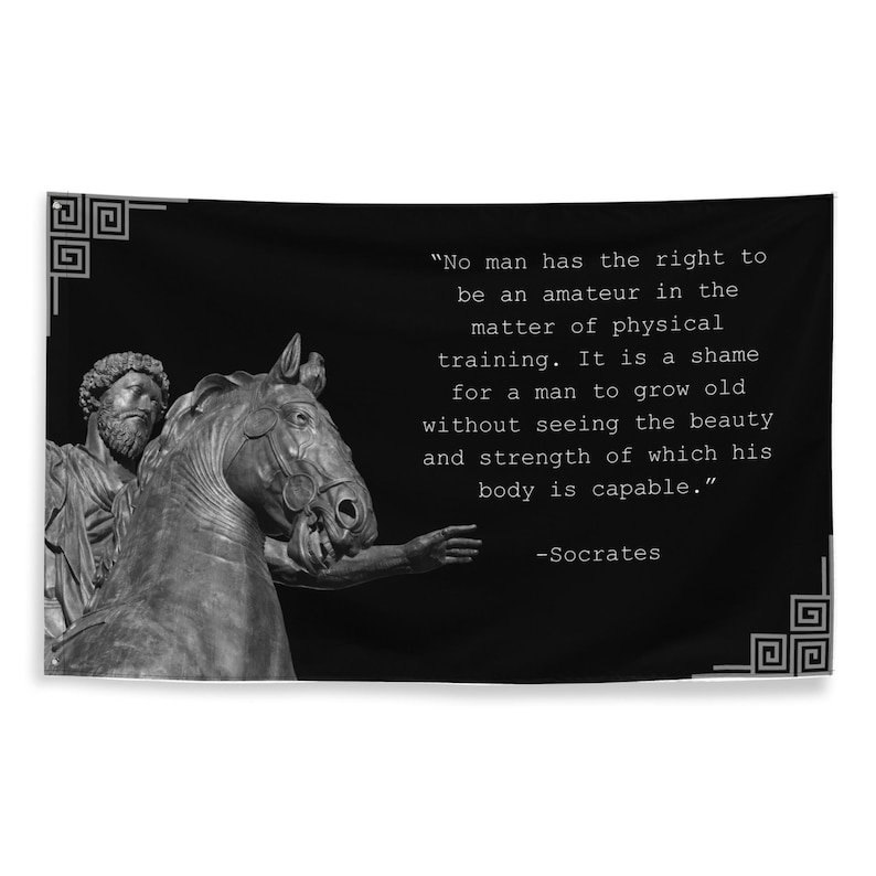 Socrates Gym Banner – Fitness Quote Flag for Home Gym – Strength ...