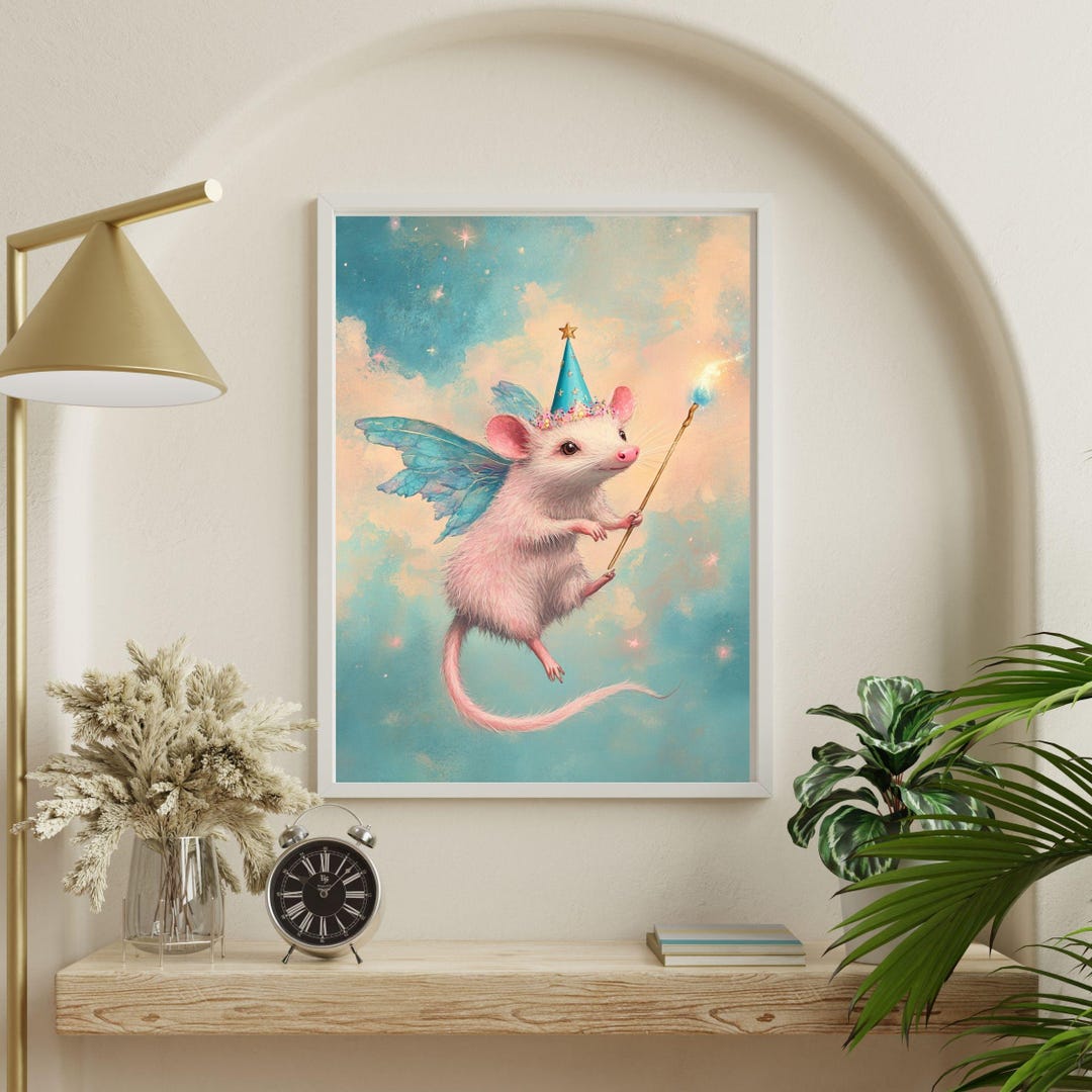 Fairy God Possum Illustration, PNG Digital Art File Printable Whimsical ...