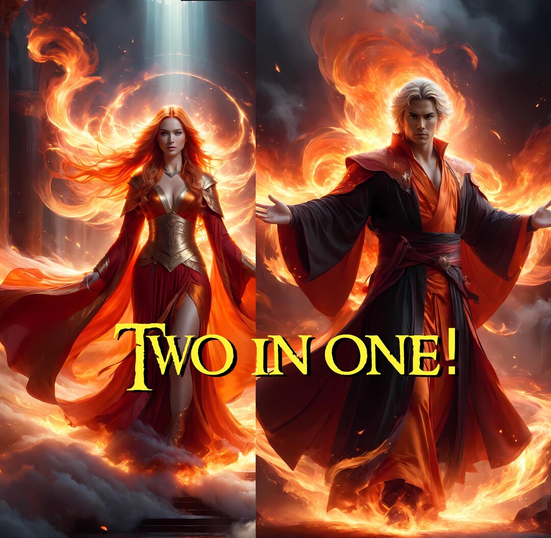 Fire Mages Art Bundle | Male & Female Magical Sorcerers | 4:5 Fantasy ...