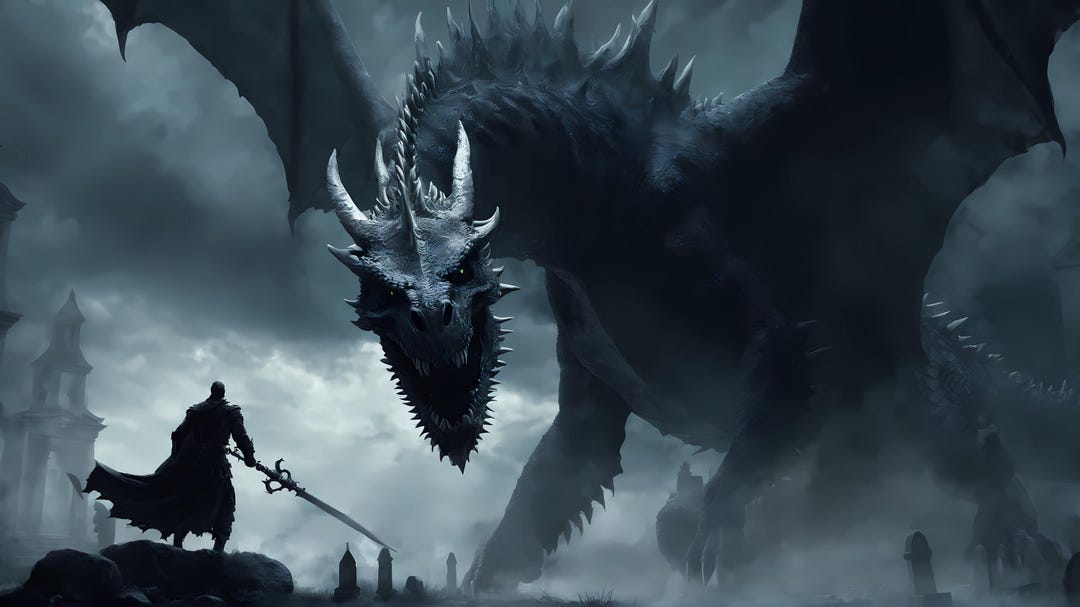 Epic Bone Dragon Battle Artwork, Warrior's Graveyard Encounter – Epic ...