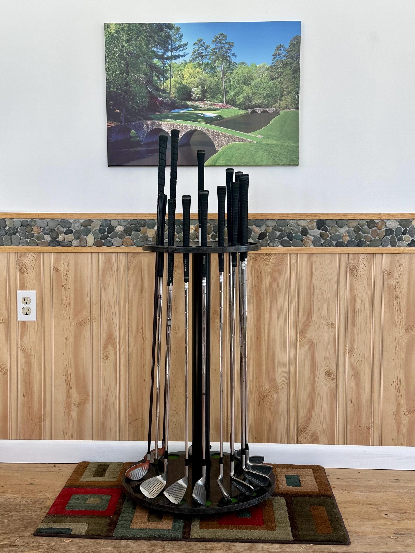 Golf Club, Putter Display Rack. ROTATING, 16 Club Putter Oak Wood ...