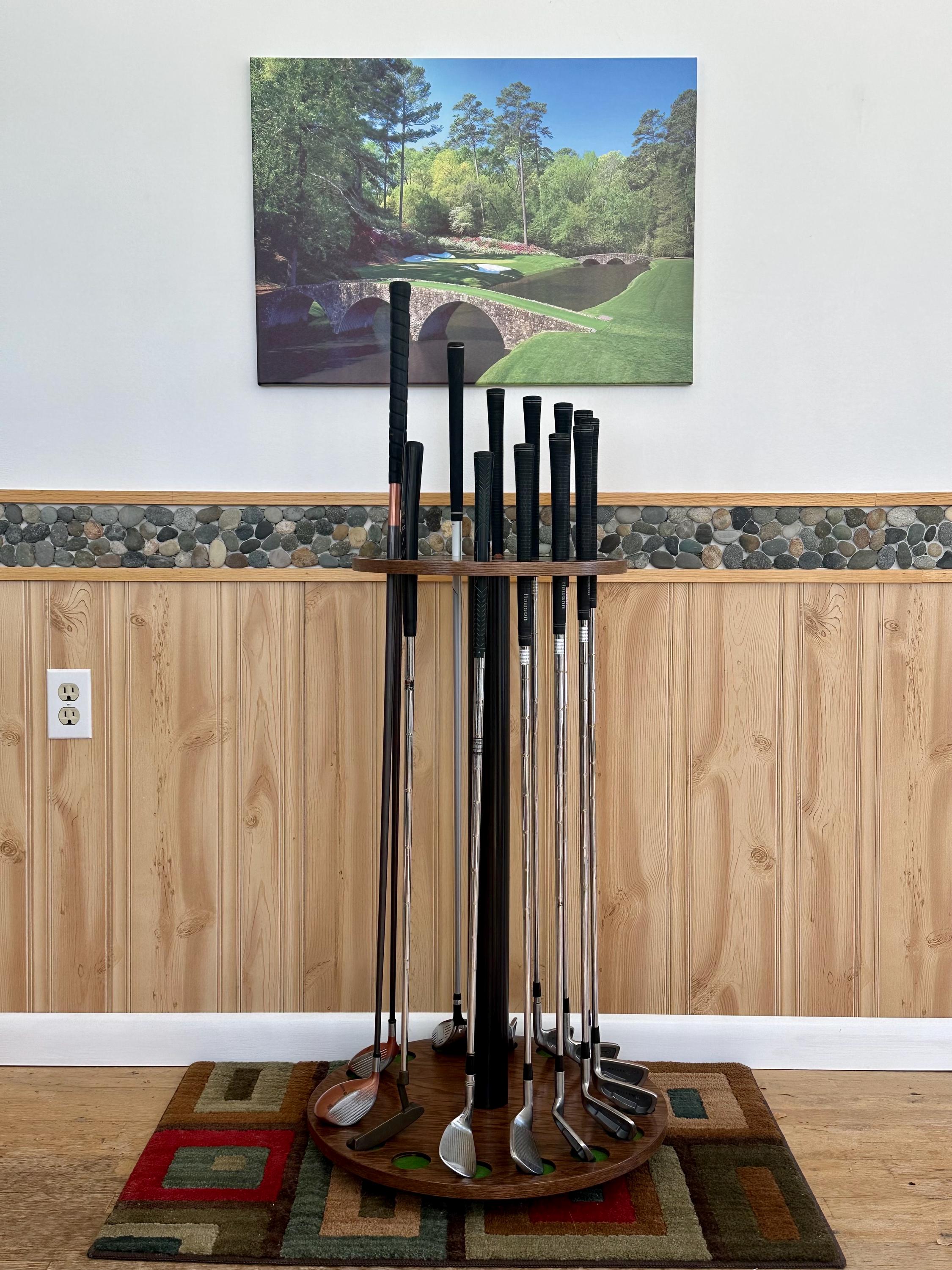 Golf Club, Putter Display Rack. ROTATING, 16 Club Putter Oak Wood ...