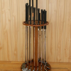 Golf Club, Putter Display Rack. ROTATING, 16 Club Putter Oak Wood ...