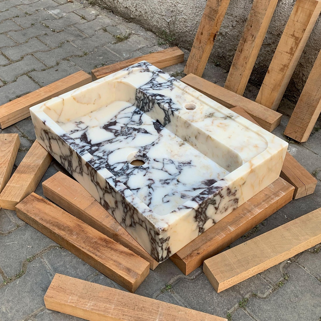Custom Marble Sink, Calacatta Viola Sink, Marble Powder Room Countertop ...