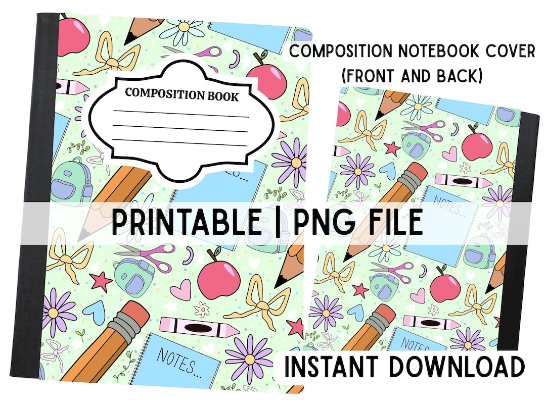 Printable Composition Notebook Cover, Back to School (PNG Download) - Etsy