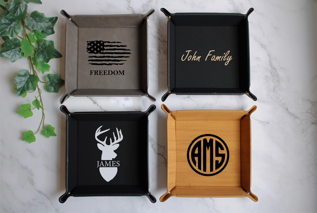 Custom Vegan Leather Valet Tray, Leatherette Valet Tray, Nightstand ...