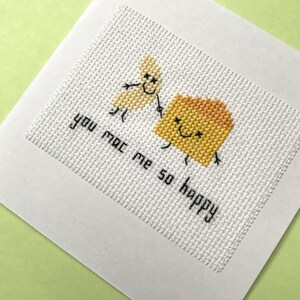 Macaroni & Cheese Card Cross Stitch Pattern - You Mac Me so Happy ...