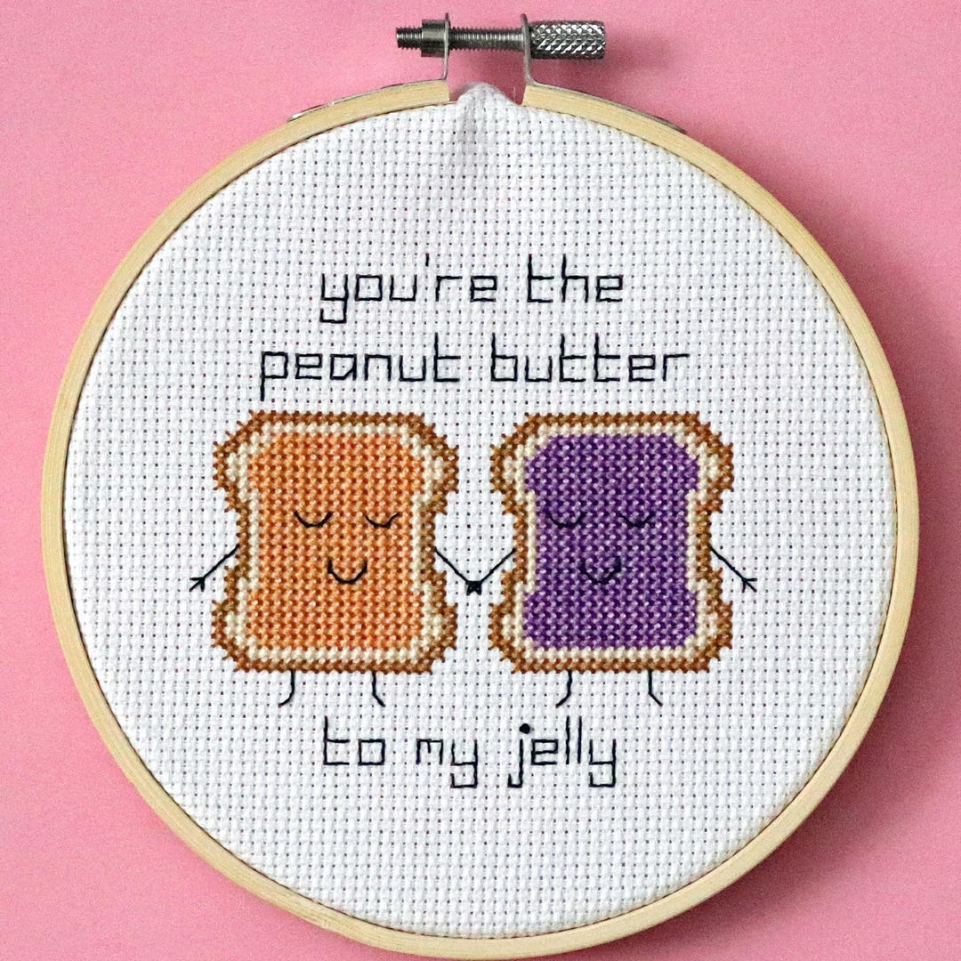 Peanut Butter & Jelly Cross Stitch Pattern - Pun Valentines Day ...