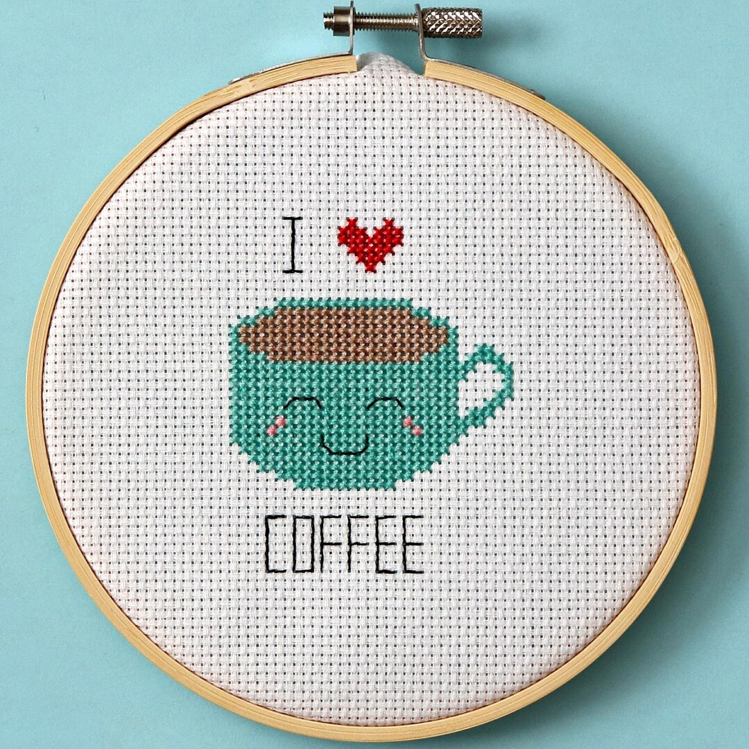 Coffee Cup Cross Stitch Pattern - I Love Coffee - Instant Download PDF ...