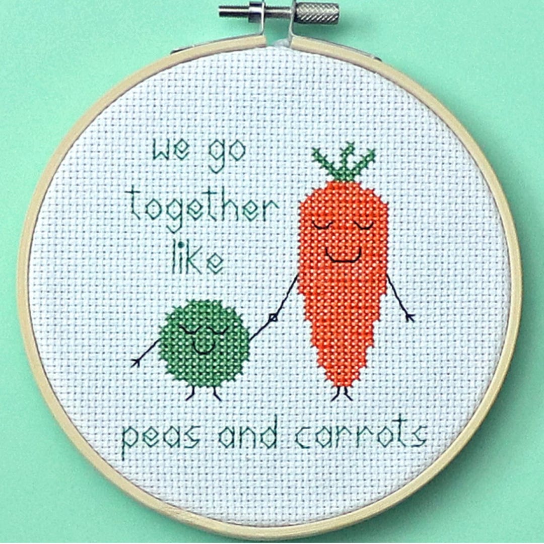 Pea & Carrot Cross Stitch Pattern We Go Together Like Peas and Carrots ...